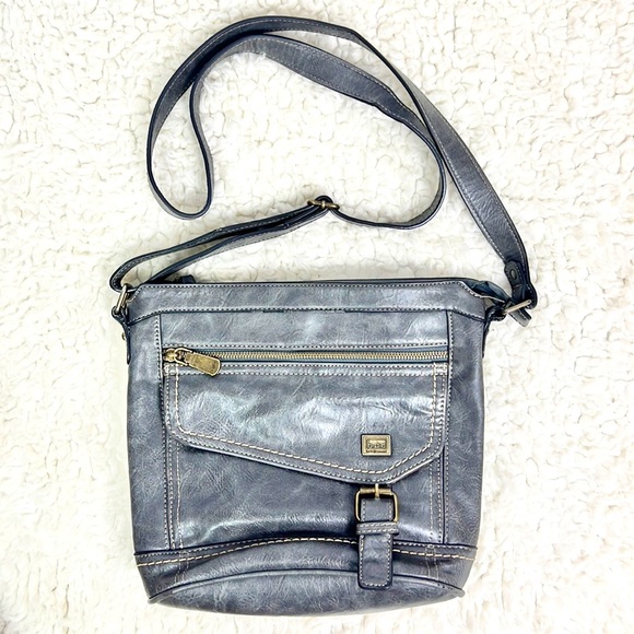 boc | Bags | Boc Bluegray Faux Leather Multipocket Crossbody Purse Bag ...